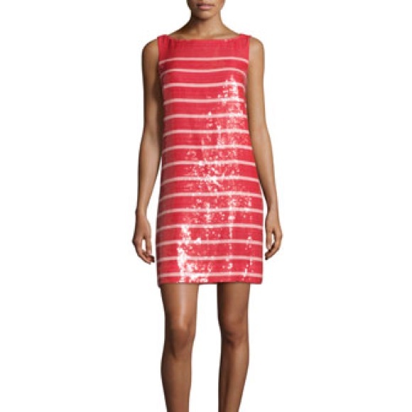 kate spade | Dresses | Nwt Kate Spade Sequin Striped Shift Red Cocktail ...